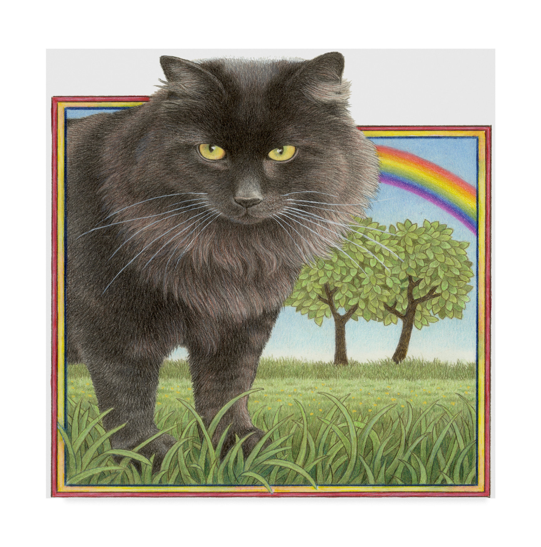 Francien Van Westering 'Black Cat And Rainbow' Canvas Art, 14"x14 ...