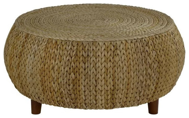 Unique Woven Banana Leaf Coffee Table with Spacious Round Top - Beach ...