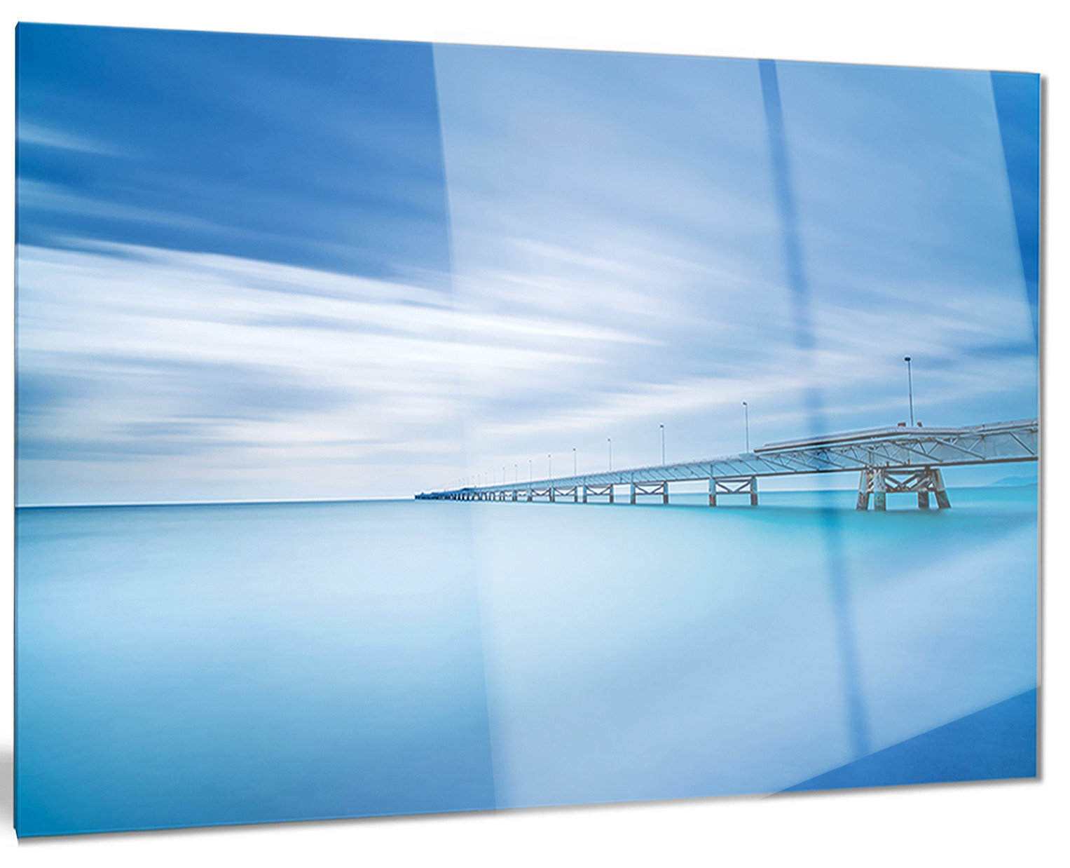 "Industrial Pier in the Sea" Photo Metal Wall Art, 28"x12" - Beach ...