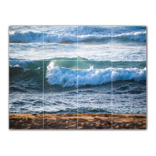 Waves Ceramic Tile Wall Mural HZ501181, 17" Wide x 12.75" High - Beach ...