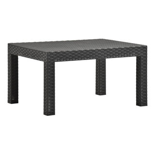 vidaXL Patio Table Outdoor Dining Table with Rattan Look Garden Table ...