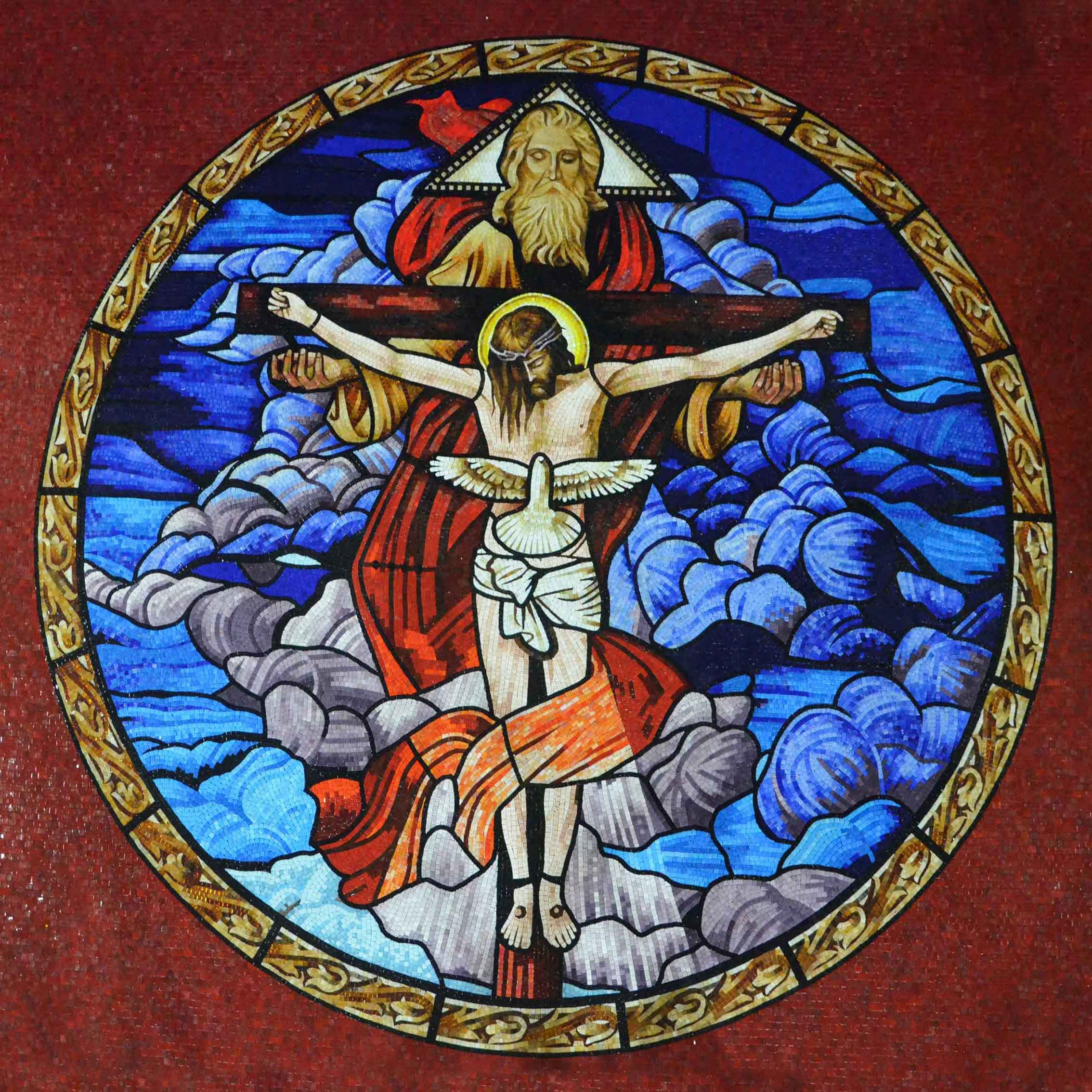 The Holy Trinity Glass Mosaic Artwork, 96" x 96" - Traditional - Tile ...