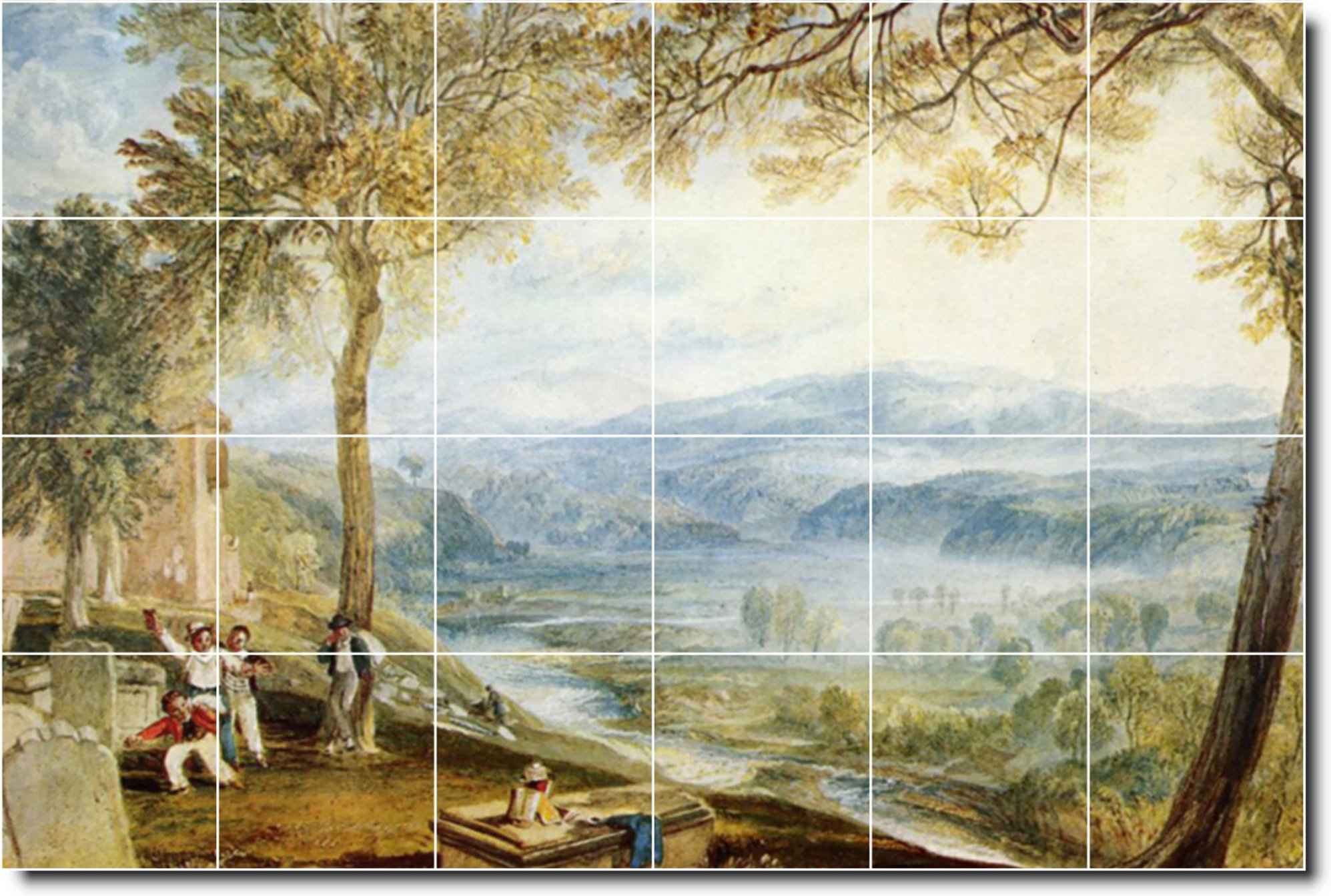 Joseph Turner Landscapes Painting Ceramic Tile Mural #363, 48" Wide x ...