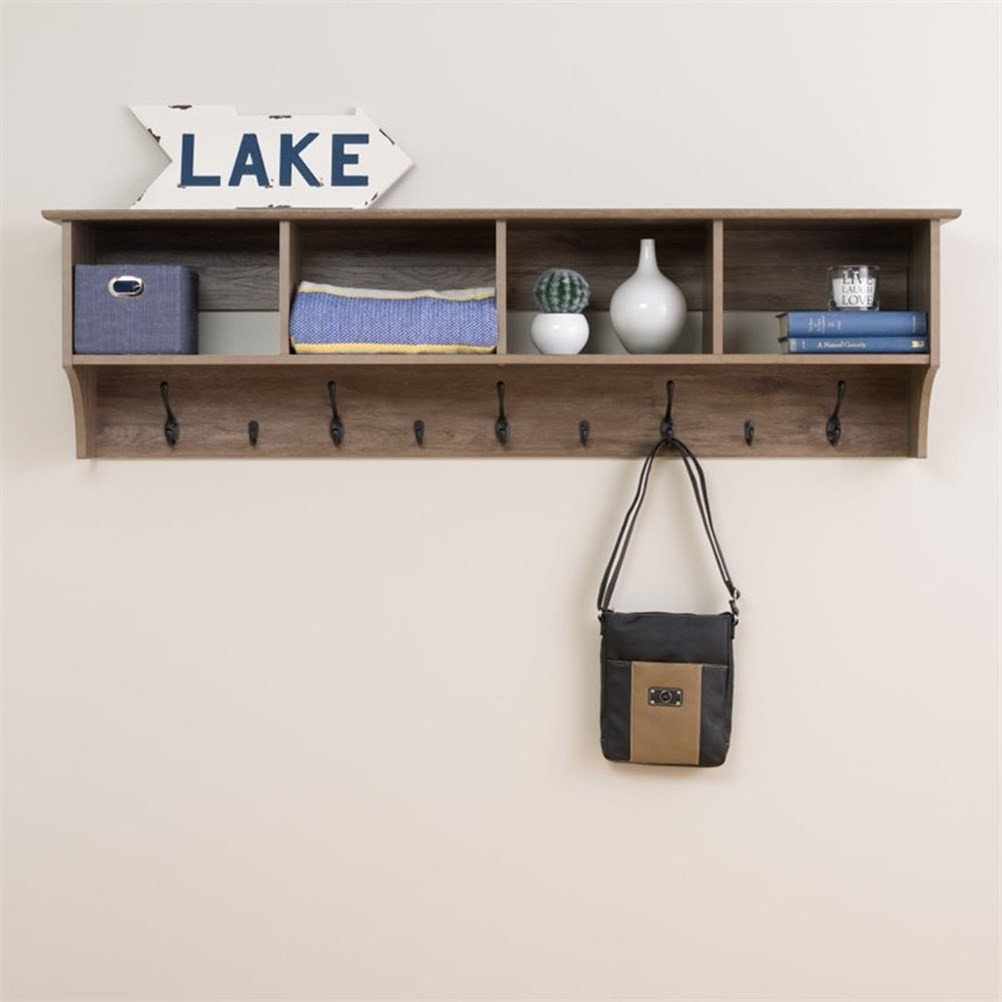 Pemberly Row 60" Wide Hanging Entryway Shelf in Drifted Gray ...