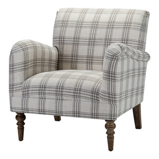 Upholstered Armchair With Checkerboard Pattern - Traditional ...