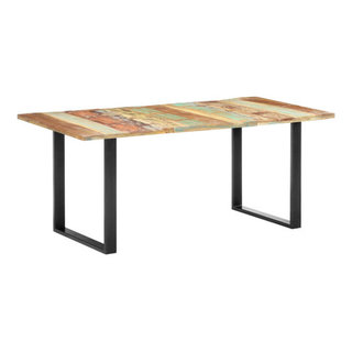 vidaXL Dining Table Multicolor Solid reclaimed wood, powder-coated ...