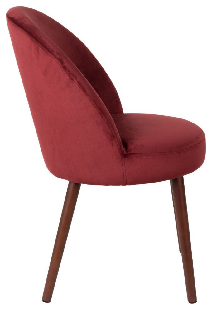 Red Velvet Dining Chairs (2) | Dutchbone Barbara - Midcentury - Dining ...
