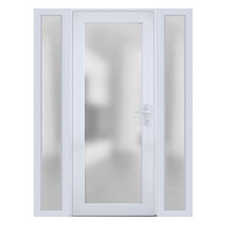 Exterior Prehung FiberGlass Door Frosted Glass Manux 8102 White Silk ...