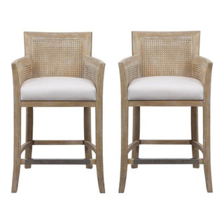 Home Square Encore Counter Stool in Off White Finish - Set of 2, 2 ...