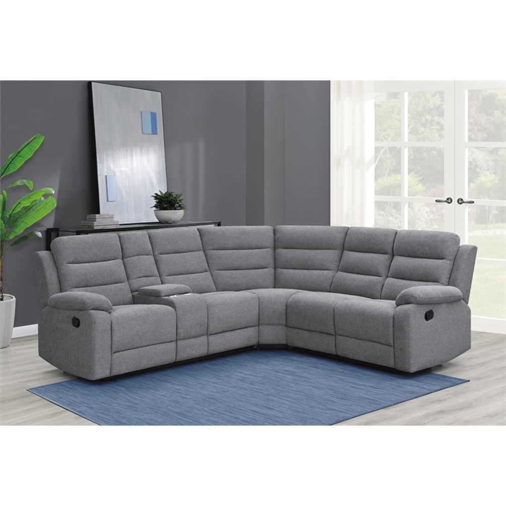 Coaster David 3-Piece Modern Fabric Upholstered Sectional in Gray ...