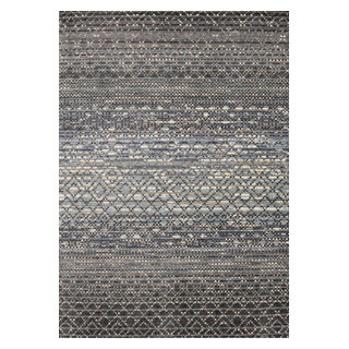 Cali Collection Blue Grey White Texture Banded Pattern Rug, 2'0"x3'7 ...