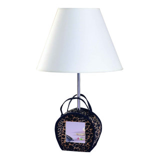 60 Watt Purse Design Resin Table Lamp with Conical Shade, Black and ...