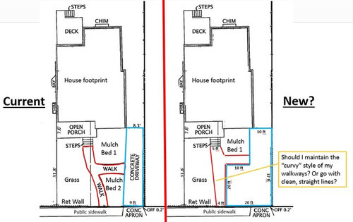 Help with paver driveway + walkway design