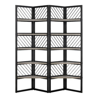 Maxim Modern Concrete and Black Metal Shelf - Industrial - Display And ...