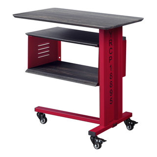ACME Cargo Accent Table WithWall Shelf, Red - Industrial - Side Tables ...