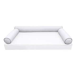 Style 6 Full Contrast Pipe Trim Bolster Pillow Outdoor Slip Cover ONLY ...