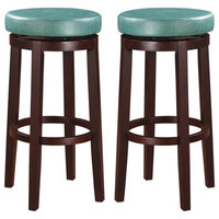 Home Square 31" Modern Wood Bar Stool with Slanted Legs in Blue - Set ...