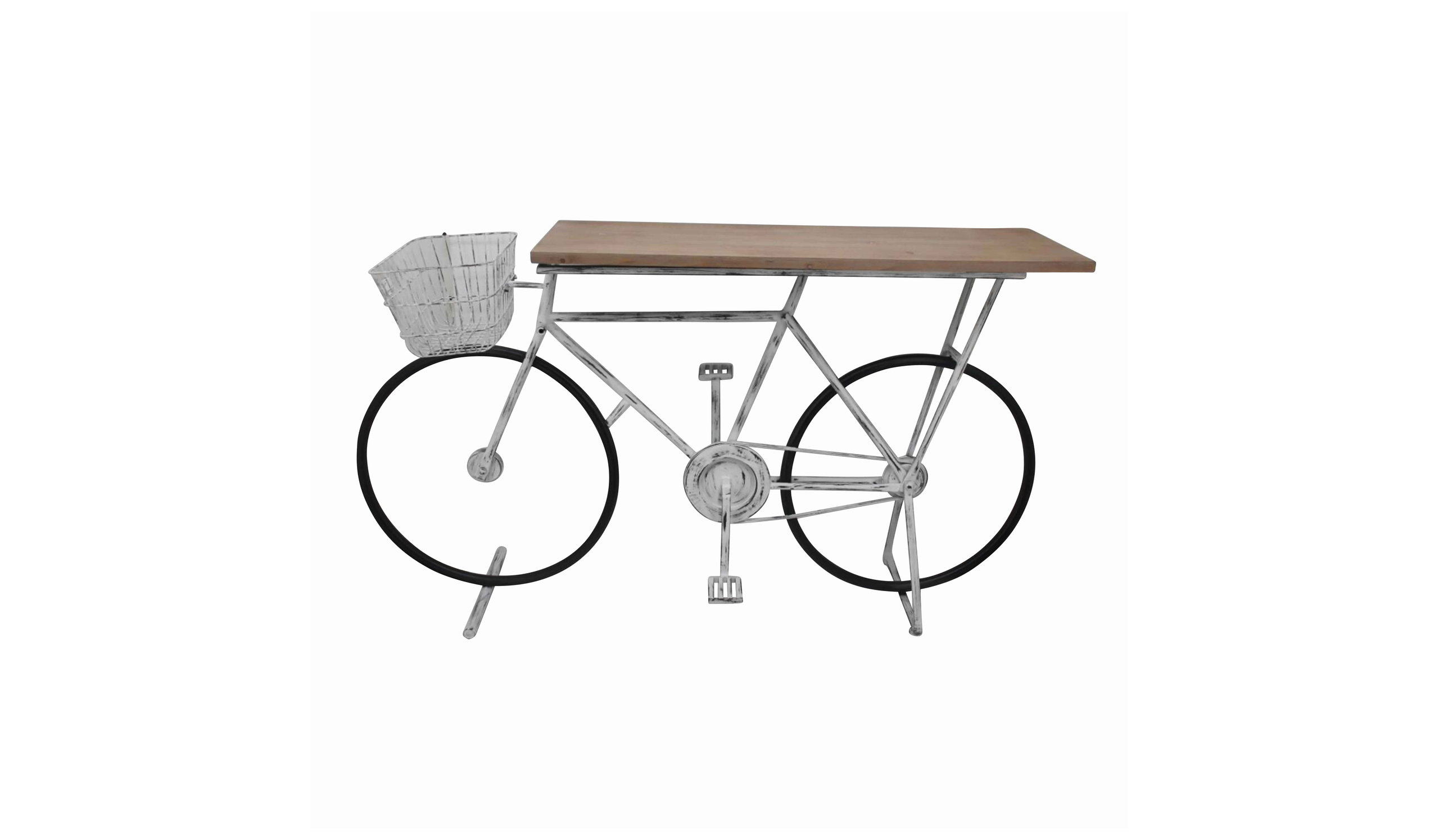 Benzara BM229029 Rectangular Wooden Top Console Table With Bicycle Base ...