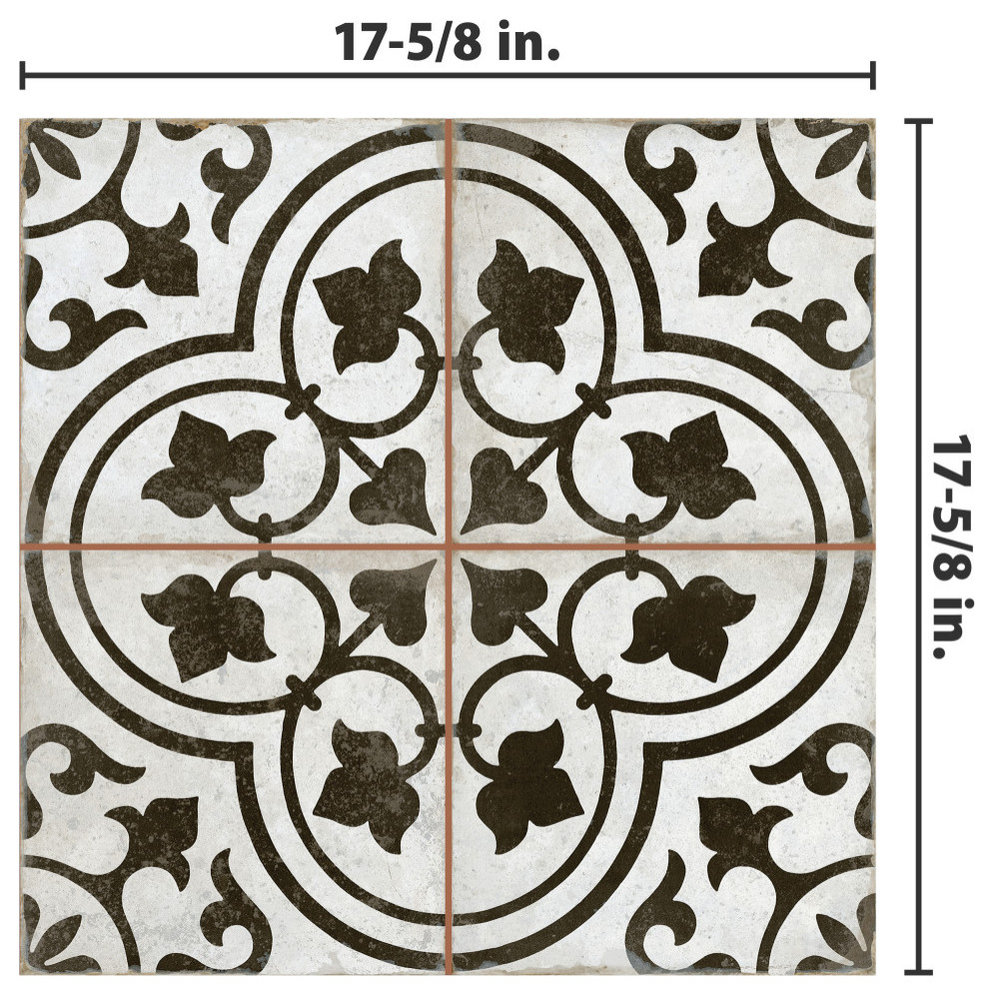 Kings Ornate Nero Ceramic Floor and Wall Tile Sample - Farmhouse - Tile ...