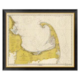 Nautical Chart, Cape Cod Bay 1970, Sepia Tinted, 20"x1.5"x17", 40"x1.5 ...