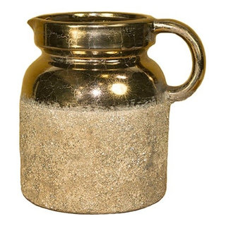 Traditionally Designed Terracotta Pitcher, Gold - Transitional ...