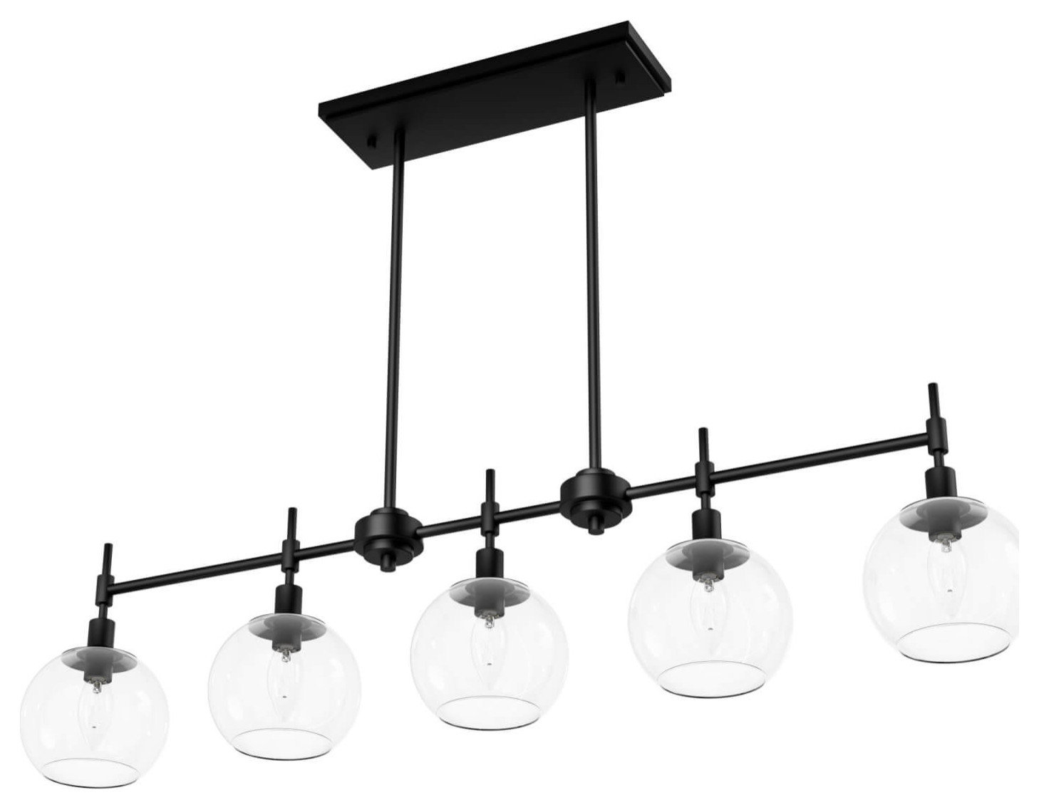 Hunter Xidane 5 Light 42" Linear Light, Matte Black With Clear Globe ...