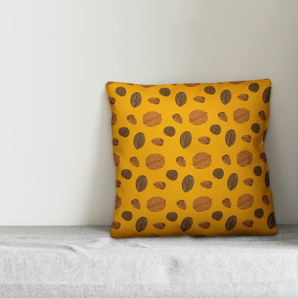 Yellow Nut Assortment Throw Pillow Cover, 20"x20" - Contemporary ...