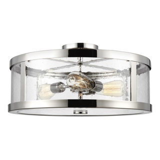 Harrow Semi Flush Mount, 3-Light, Polished Nickel, Clear Shade, 19.63 ...