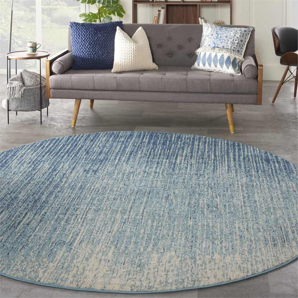 Nourison Passion 8' x ROUND Navy/Light Blue Modern Indoor Rug ...