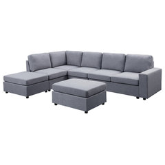 Bayside Light Gray Linen 7 Seat Reversible Modular Sectional Sofa Transitional Sectional Sofas by Lilola Home Houzz