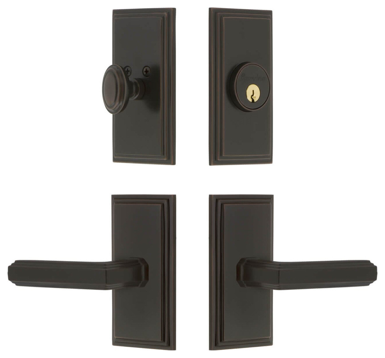 Grandeur Carre Short Plate Entry Set with Carre Lever - Transitional ...