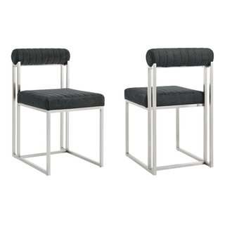Anastasia Dining Chair with Brushed Stainless Steel - Traditional ...