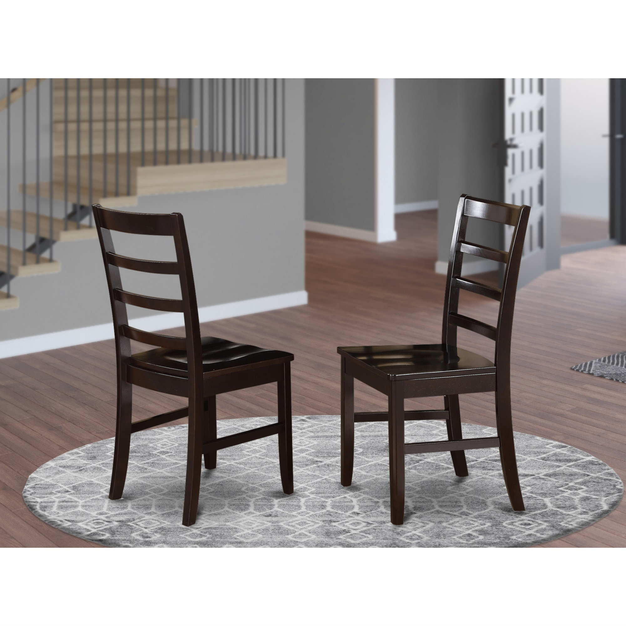 Set of 2 Chairs Parfait Stool Wood Seat With Lader Back - Transitional ...