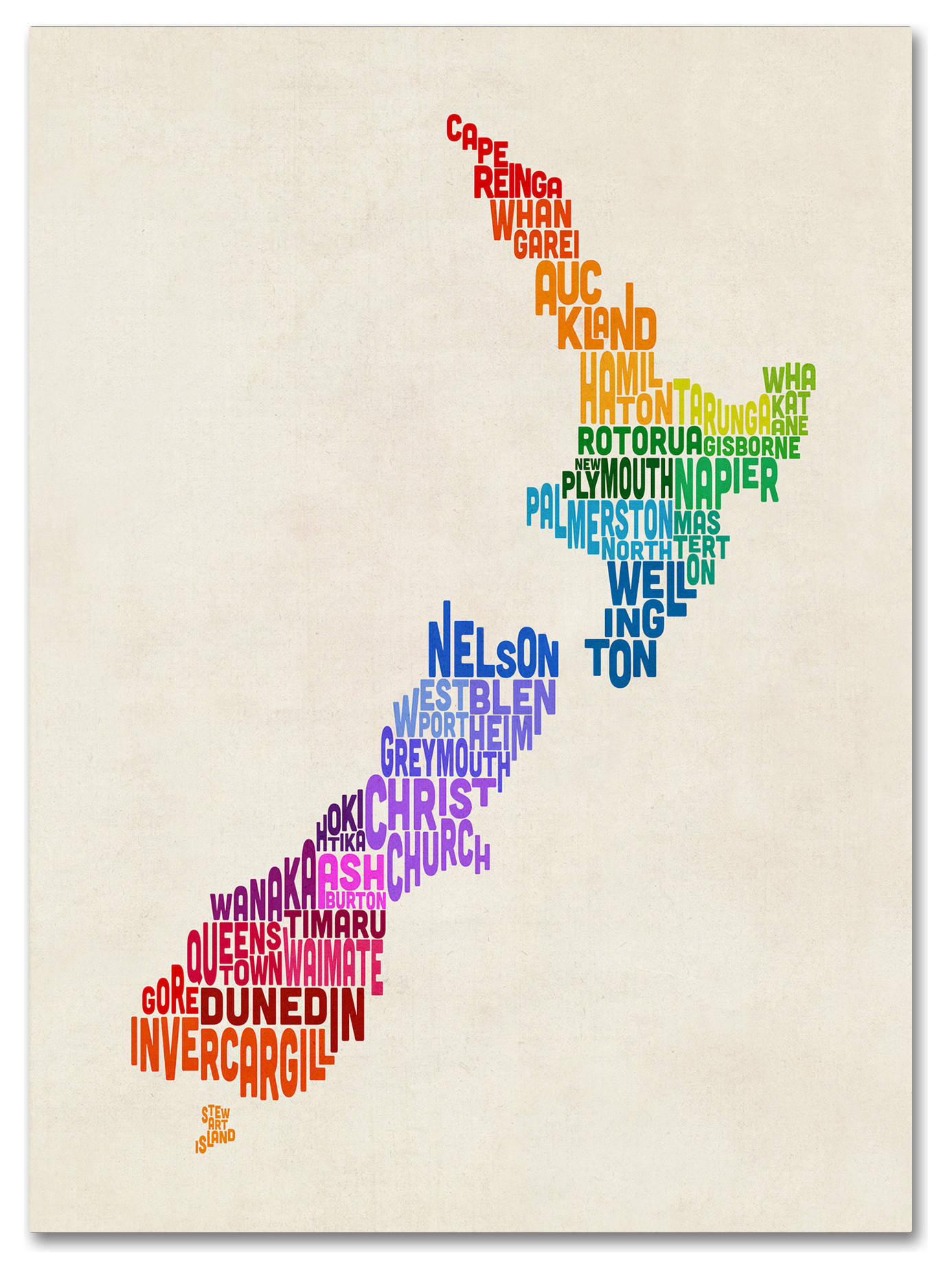 Michael Tompsett 'New Zealand Typography Map 3' Canvas Art, 19"x14 ...