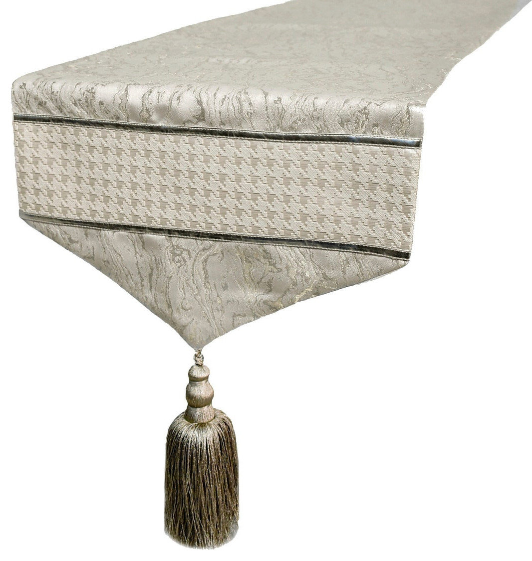 Leather Luminance - Silver Faux Leather & Jacquard Decorative Table ...