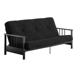 DHP Tallie Full Metal Arm Futon with 6" Thermobonded Black Microfiber ...