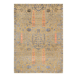 Almond Brown, Hand Knotted Cypress Tree Design, Silk With Wool Rug, 4'1 ...