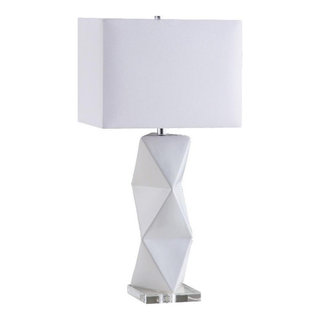Coaster Contemporary Ceramic Geometric Design Table Lamp in White ...