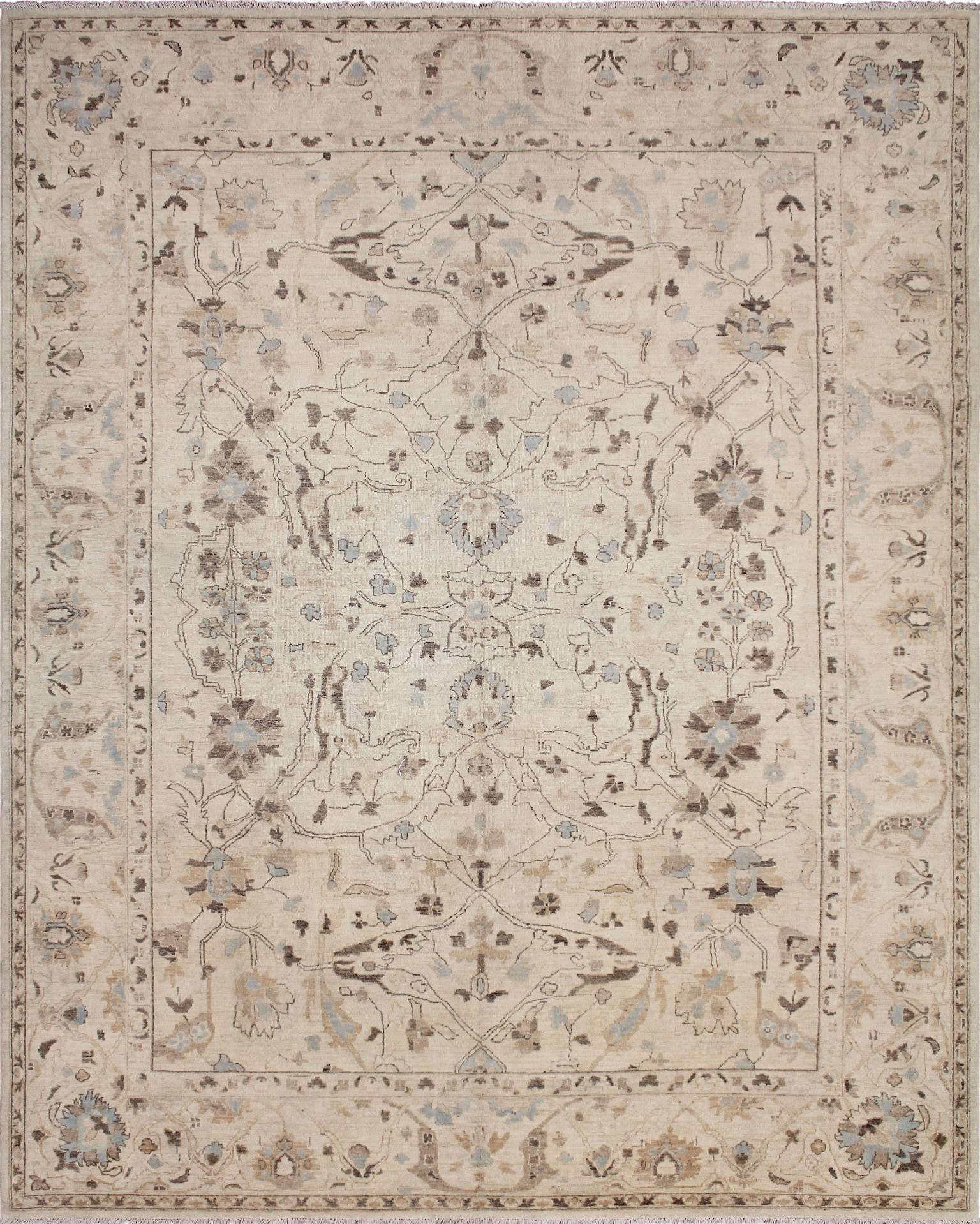 Peshawar Ayoub Ivory Rug, 9'0x11'9, 9'0 x 11'9 - Traditional - Area ...
