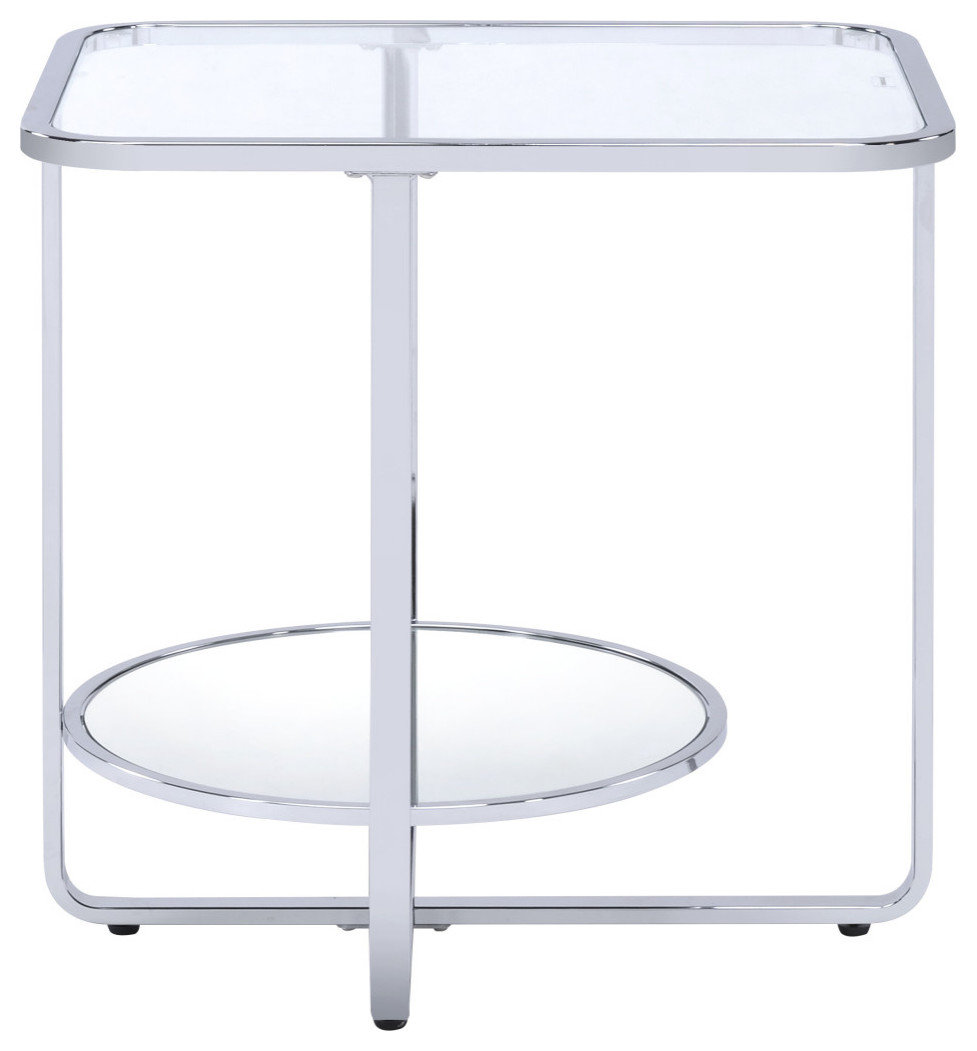 24" Chrome and Clear Glass Rectangular End Table - Contemporary - Side ...
