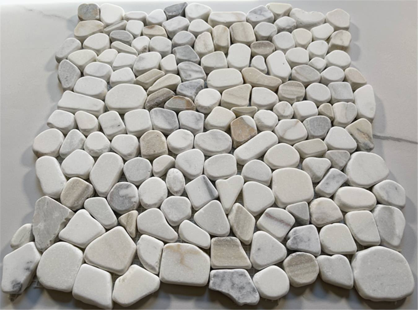 Tumbled PebbleStone Calacatta Gold Calcutta Marble NonSlip Shower Tile ...