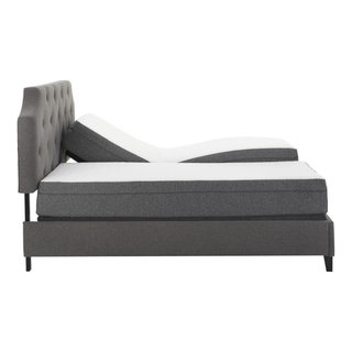 Pemberly Row 8" Cal King Split Mattress and Model Z Bed Base in White ...