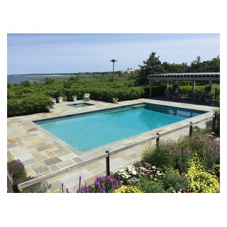 French Grey Pebble Sheen w/ 1" Glass Tile - Pool - Boston - by Atlantic ...