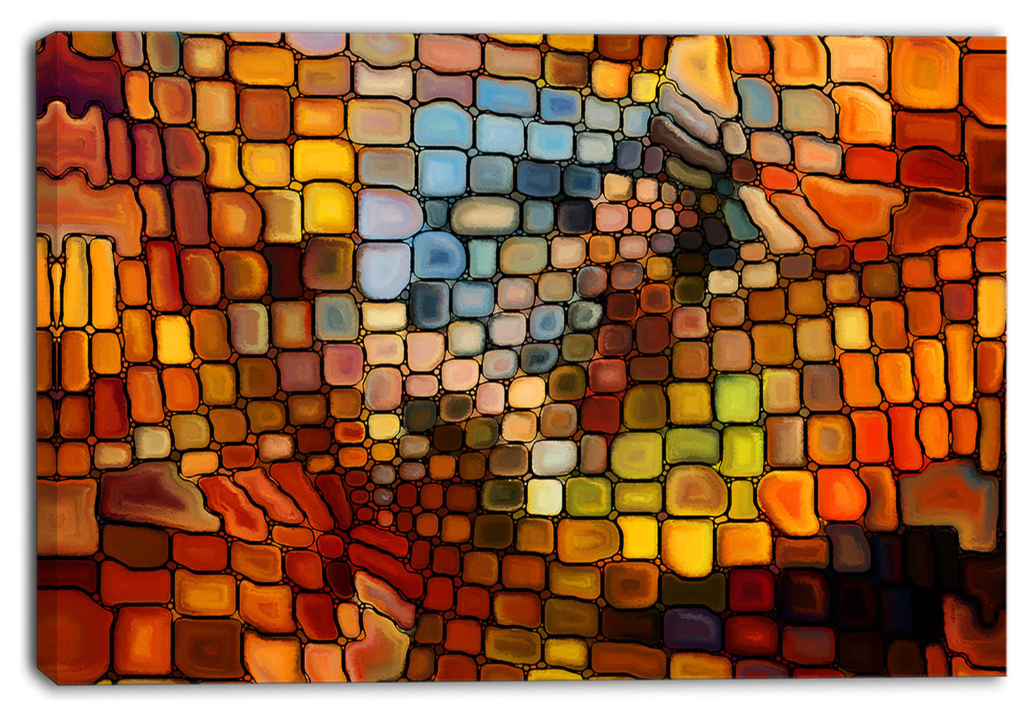 "Dreaming of Stained Glass" Abstract Canvas Artwork, 40"x30" - Modern ...