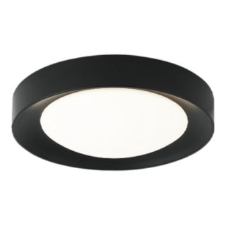 Essene Flush Mount, 1-Light, LED, Black, White Glass Shade, 12"W ...