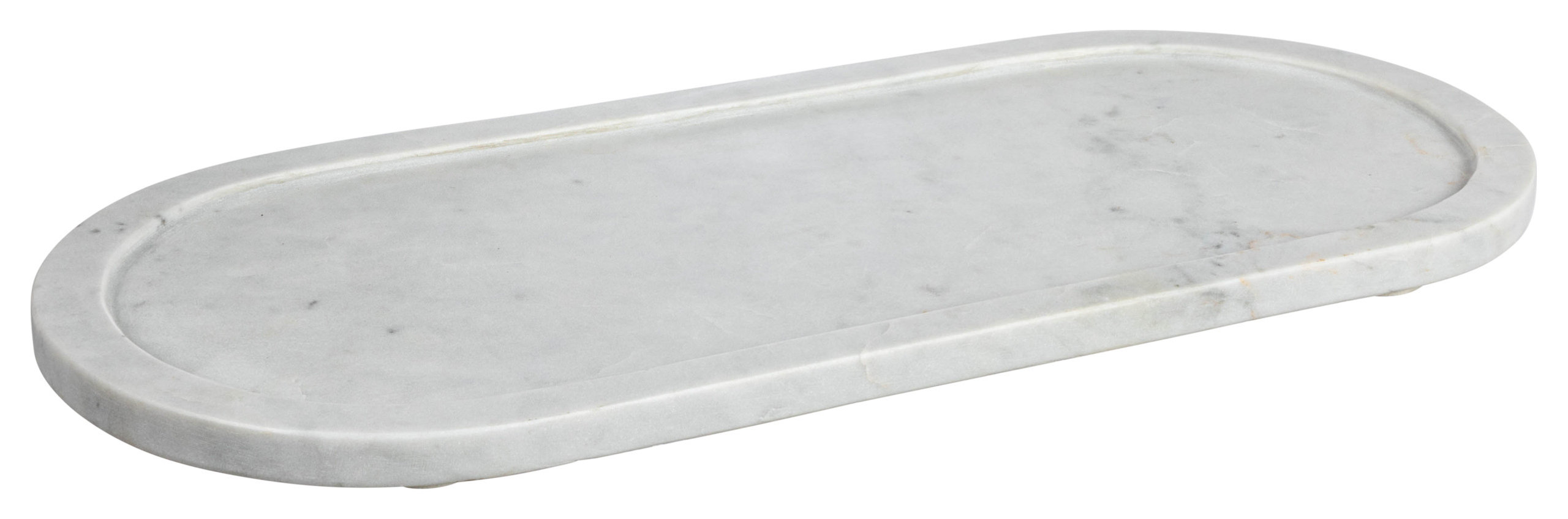 Modern Oval Marble Serving Tray with Raised Edge, White - Contemporary ...