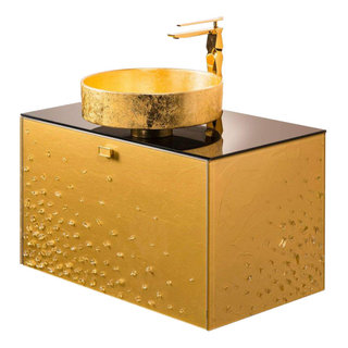 Diva Luxury Murano Glass Single Bathroom Vanity 30", Gold ...