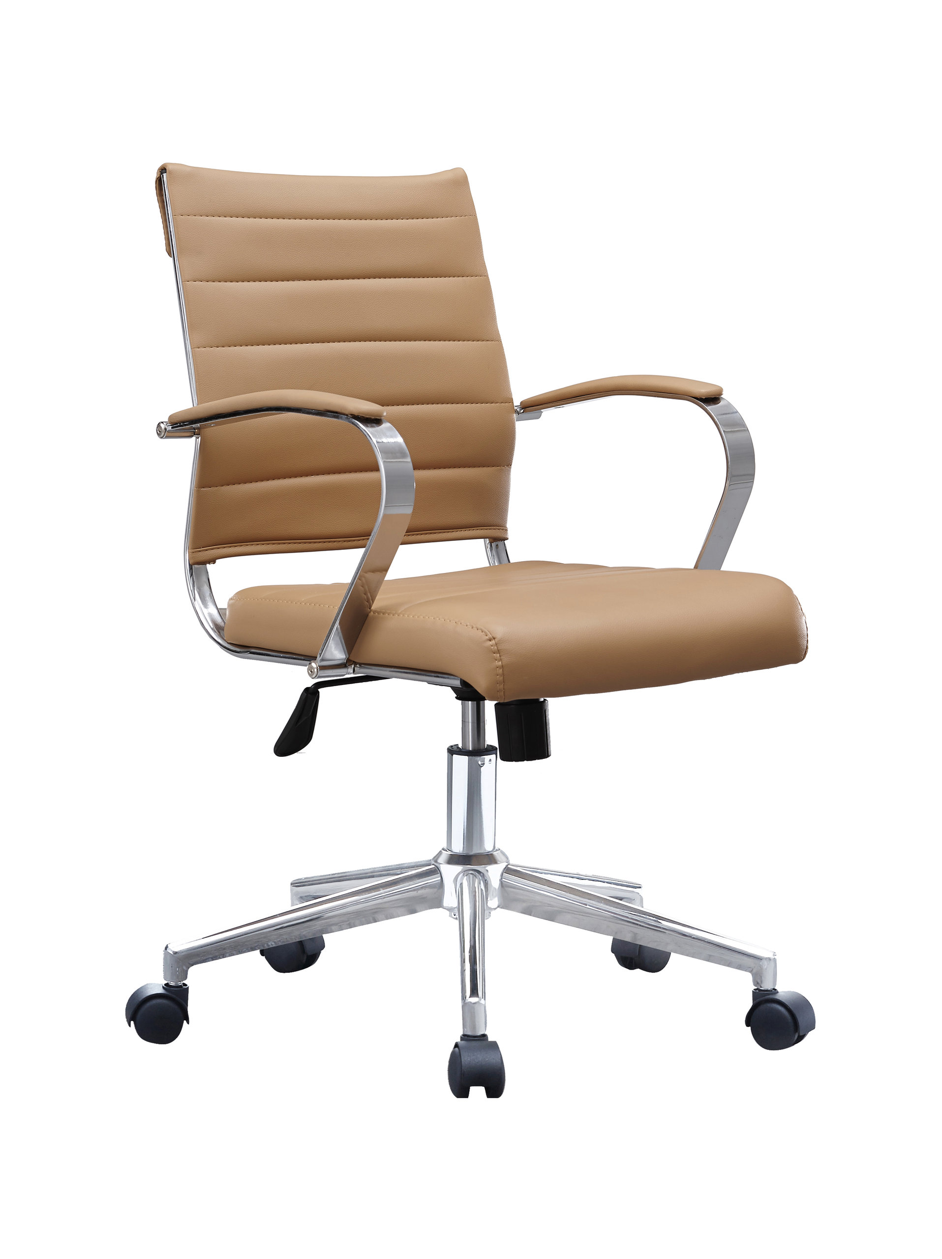 Mid Back Swivel Boss Ribbed PU Leather Office Arm Chair Modern ...
