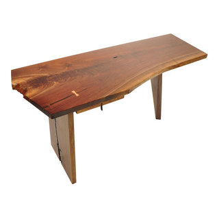 Modern Live Edge Writing Desk | Nakashima Style, Walnut Slab - Rustic ...