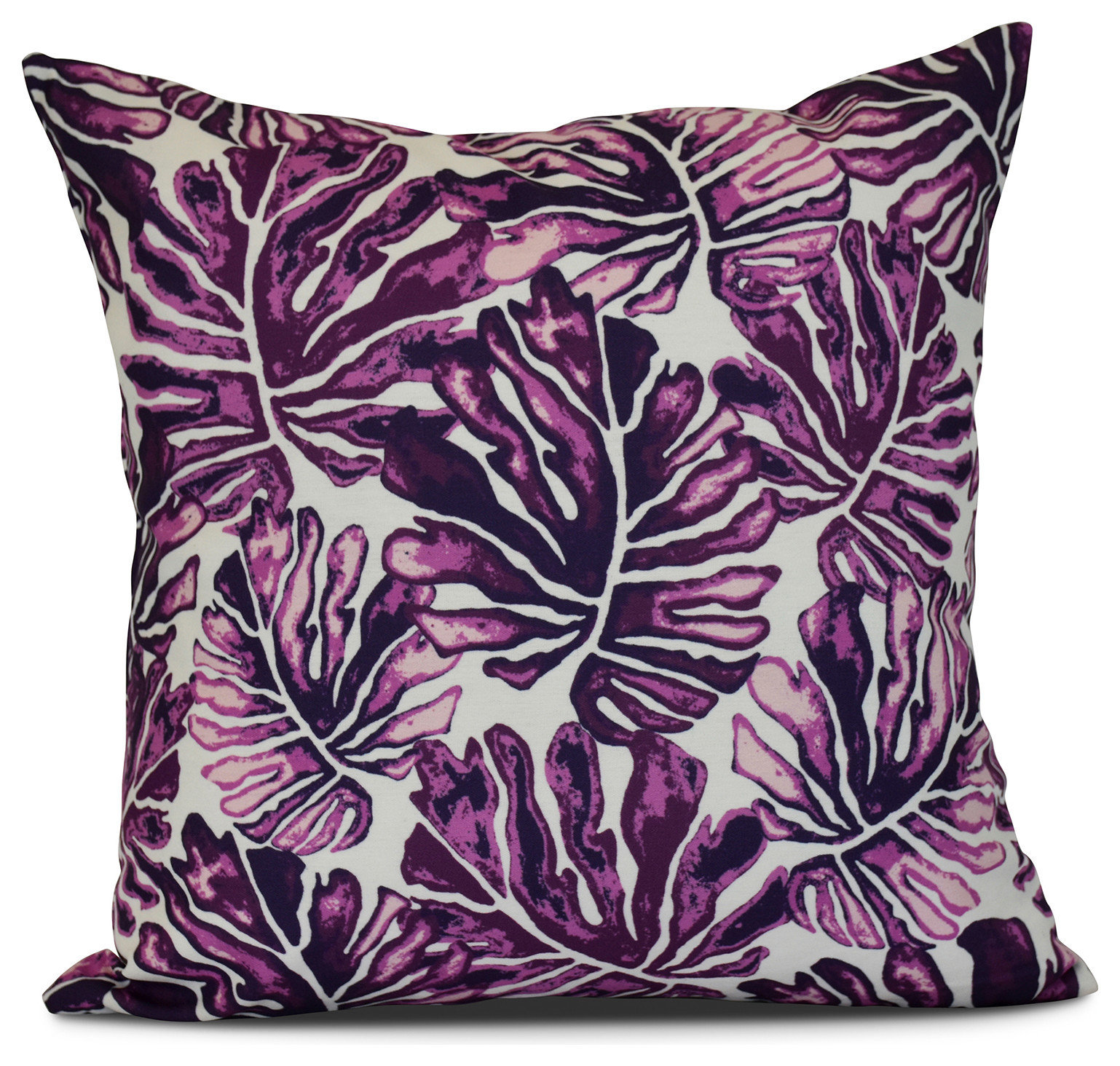 16x16", Palm Leaves, Floral Print Outdoor Pillow, Blue, 20"X20 ...